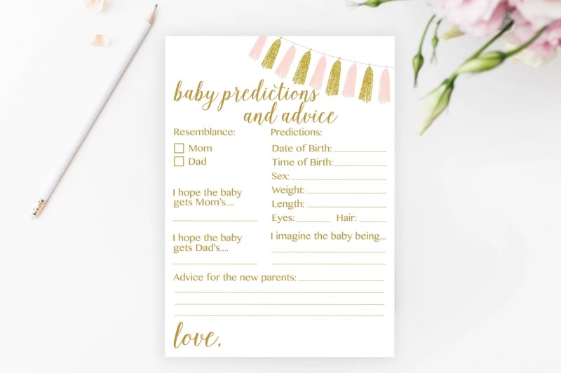 Baby Shower Guess The Due Date And Weight Free Printable - Paint Color ...